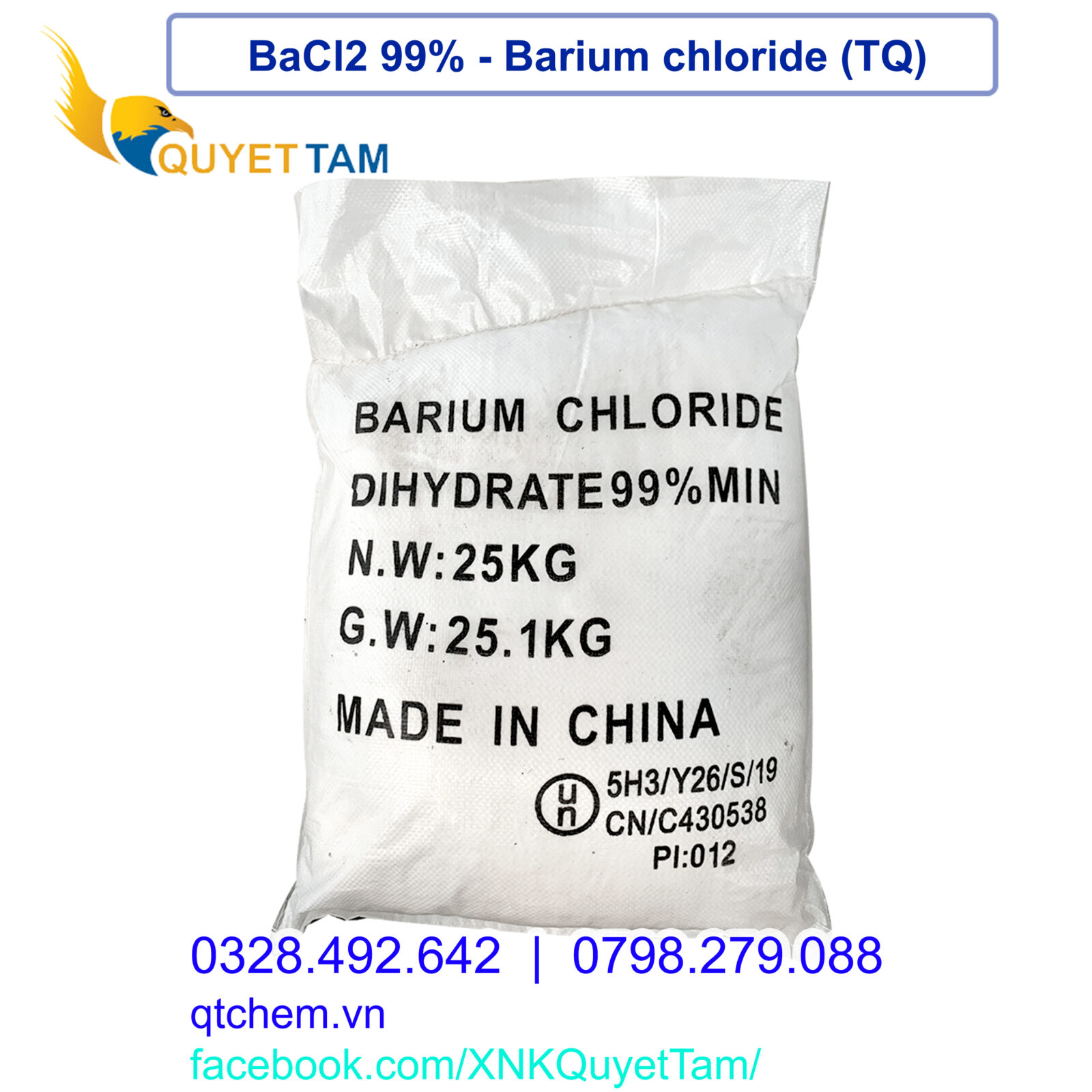 Barium chloride BaCl2 99% TQ, 25kg/bao - CÔNG TY TNHH THƯƠNG MẠI DỊCH ...